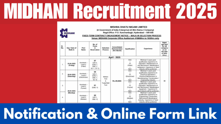 MIDHANI Recruitment 2025