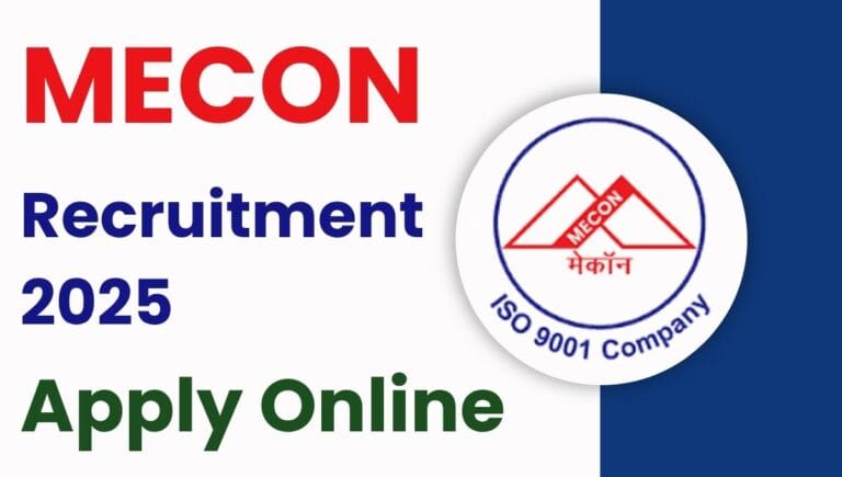 MECON Engineer Recruitment 2025 Eligibility Details Apply Online Form