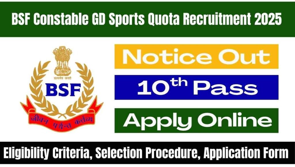 BSF Constable GD Sports Quota Recruitment 2025 Eligibility Details ...