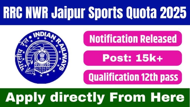 RRC NWR Jaipur Sports Quota Recruitment 2025 Eligibility Details Apply Online Form - Form Notice