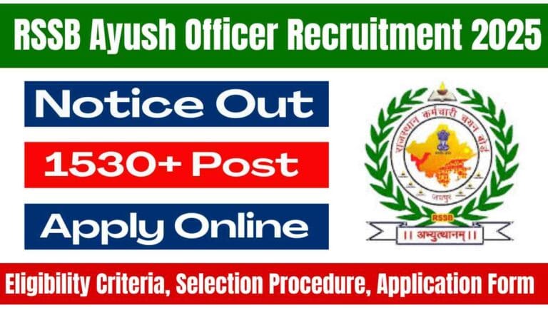 RSSB Ayush Officer Recruitment 2025 Eligibility Details Apply Online ...