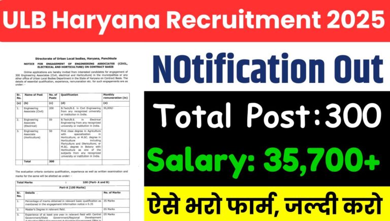 ULB Haryana Recruitment 2025 Notice Out Apply Now