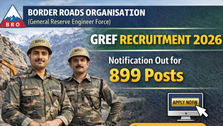 BRO GREF Recruitment 2026: Notification Out for 899 Posts, Check ...