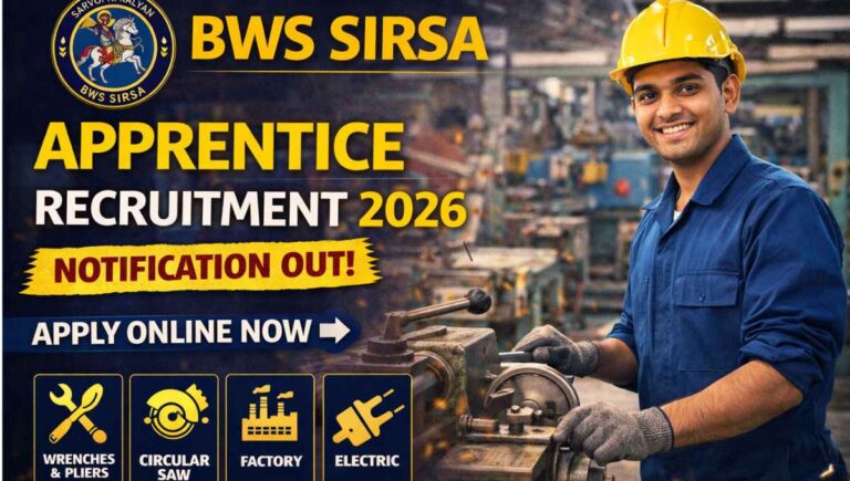 BWS Sirsa Apprentice Recruitment 2026: Notification OUT Apply Online ...
