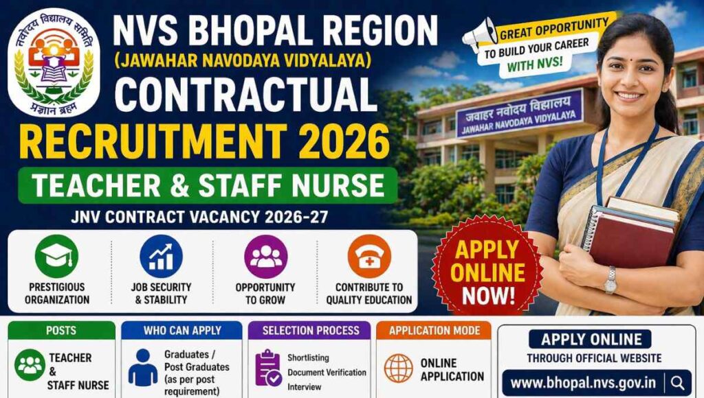 NVS Bhopal Region Contractual Recruitment 2026 Teacher & Staff Nurse ...